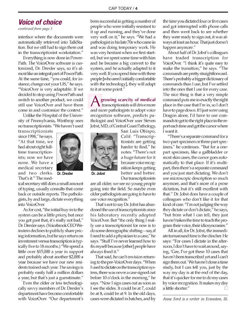 The Voice of Choice for Laboratory Reporting